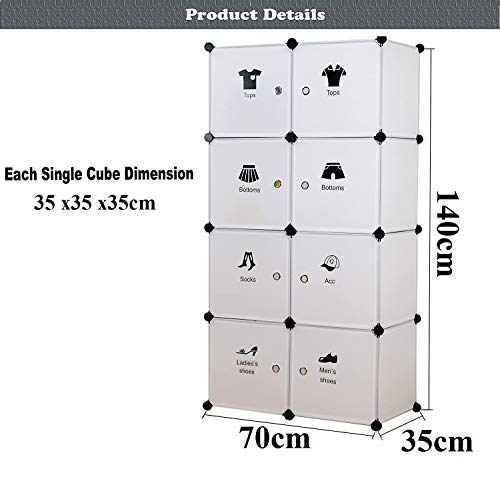 Lukzer Waterproof 8 Cube Storage Rack Multi-Purpose Wardrobe DIY Close ...