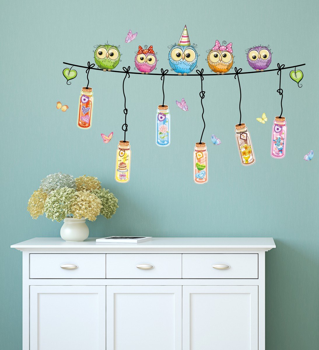 Amazon Brand - Solimo Wall Sticker for Living Room (Owl Theory, ideal ...